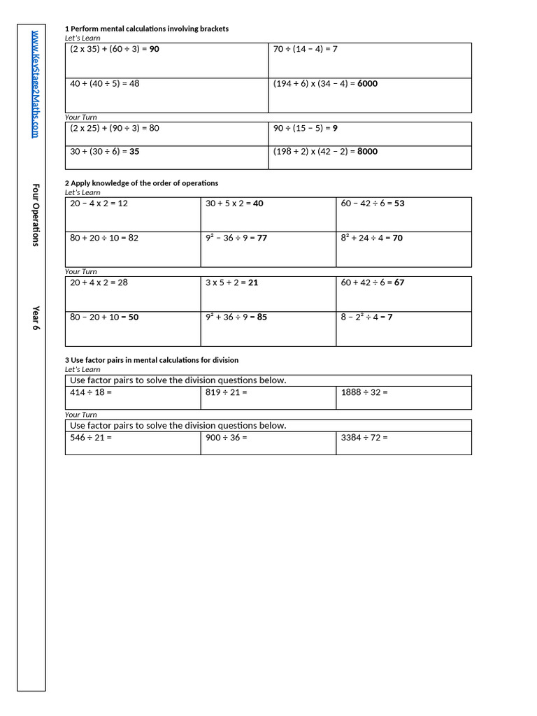 Y6 Four Operations Questions | PDF | Discrete Mathematics | Theoretical Computer Science