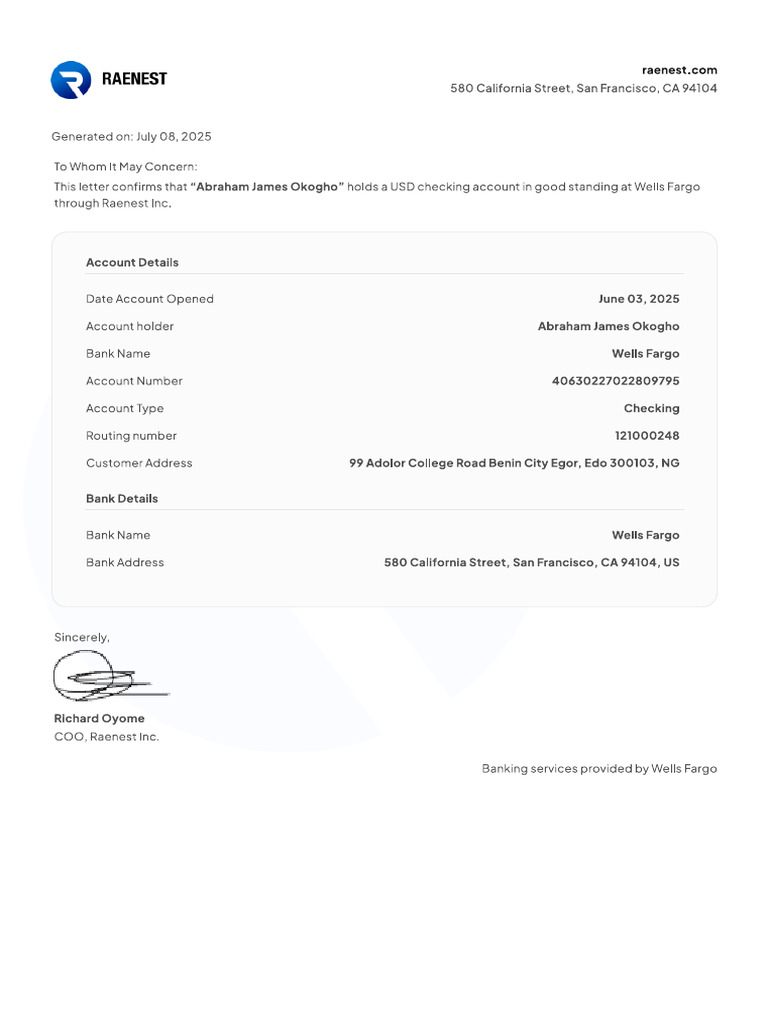 Proof of Account | PDF
