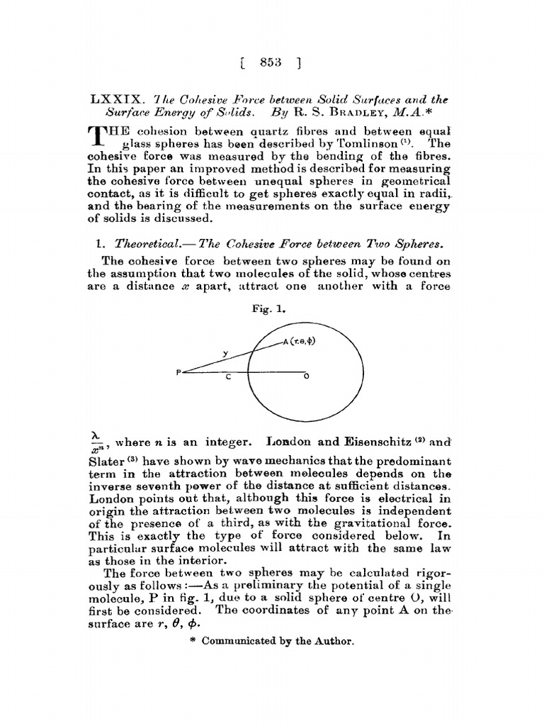 Cohesive Forces and Surface Energy Analysis | PDF | Force | Sphere