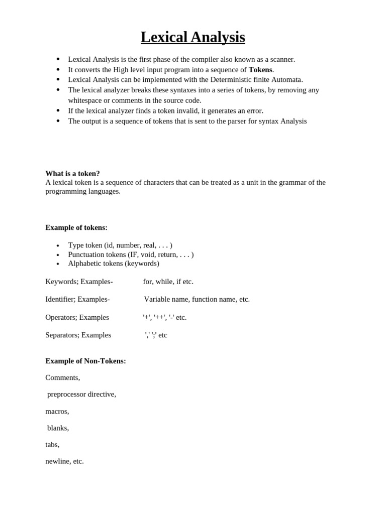 Unit 2 Lexical Analysis, Input Buffer, Example | PDF | Formalism (Deductive) | Computing