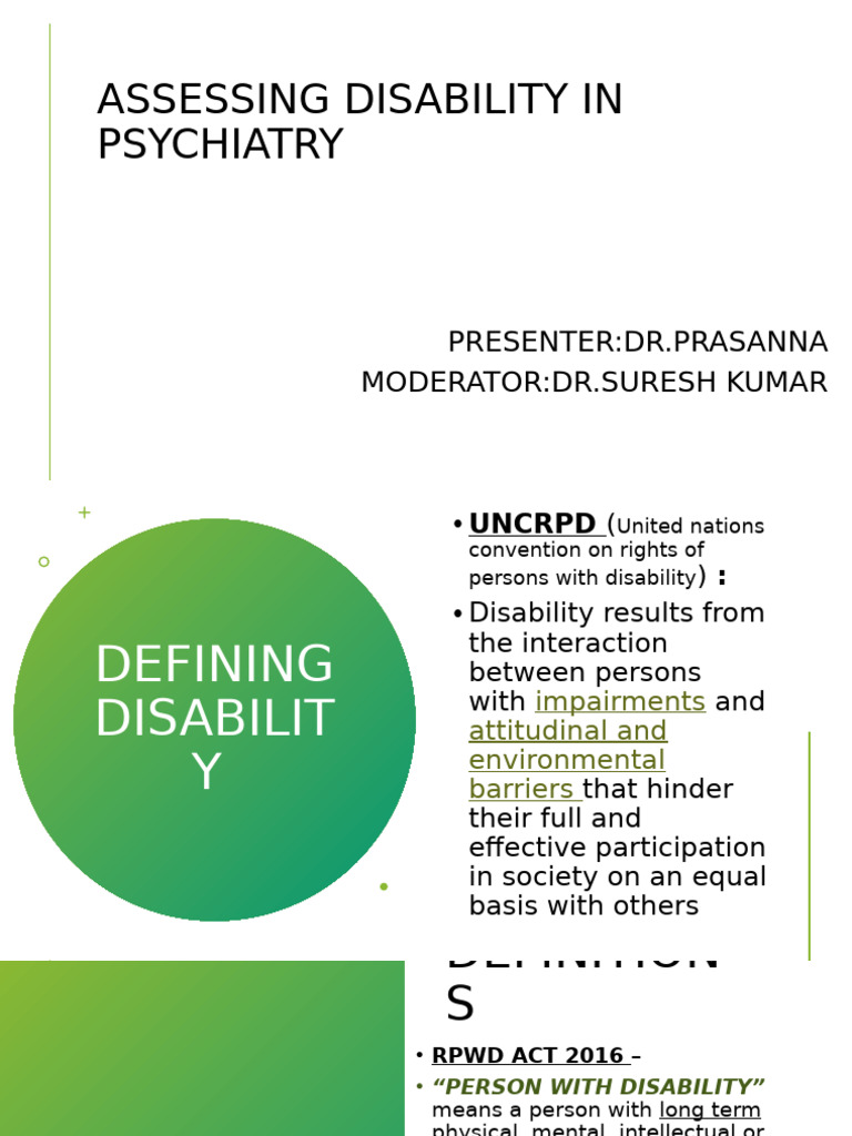 Disability Assessment in Psychiatry | PDF | Intellectual Disability ...