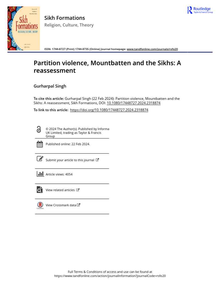 Reassessing Mountbatten's Role in Sikh Violence | PDF | Partition Of ...