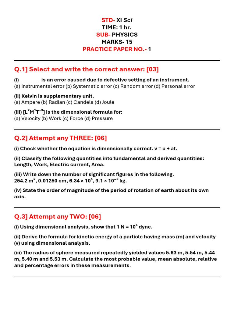 Physics Question | PDF