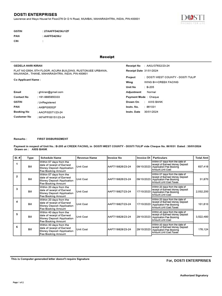 Gedela Hari Kiran-3 | PDF | Receipt | Payments