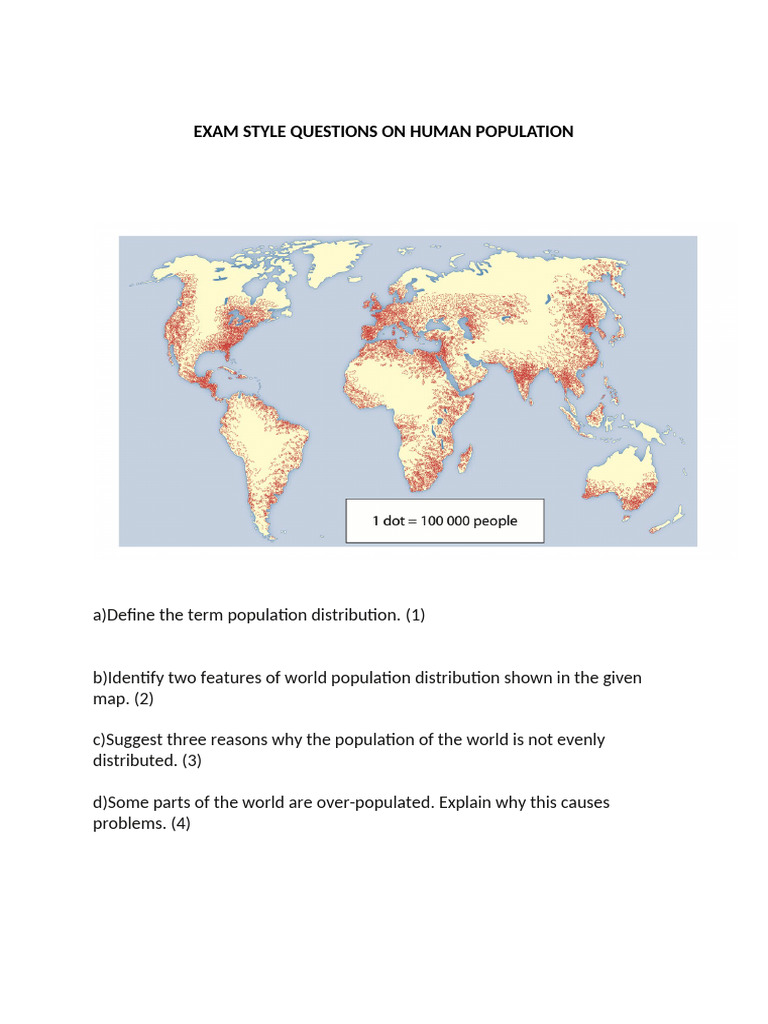Exam Style Questions On Human Population | PDF
