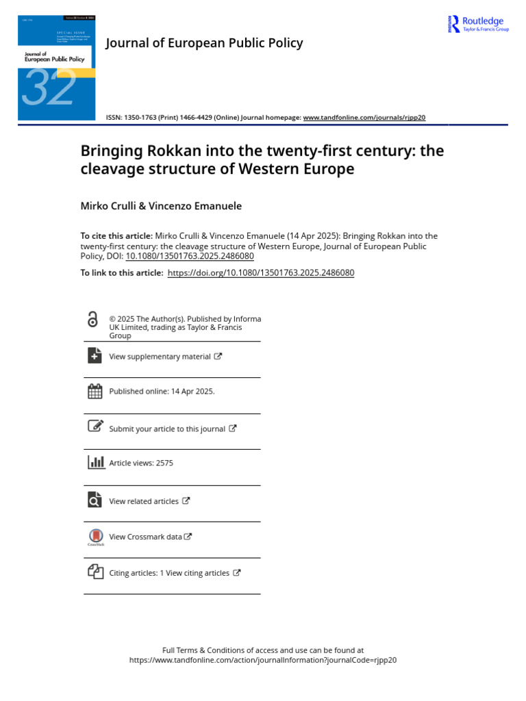 Rokkan's Cleavage Theory in Europe | PDF | Globalization | Regression ...