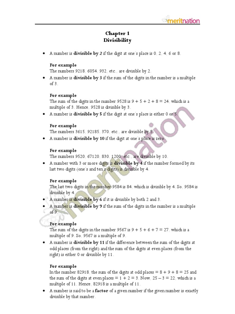 Divisibility | PDF | Elementary Mathematics | Arithmetic
