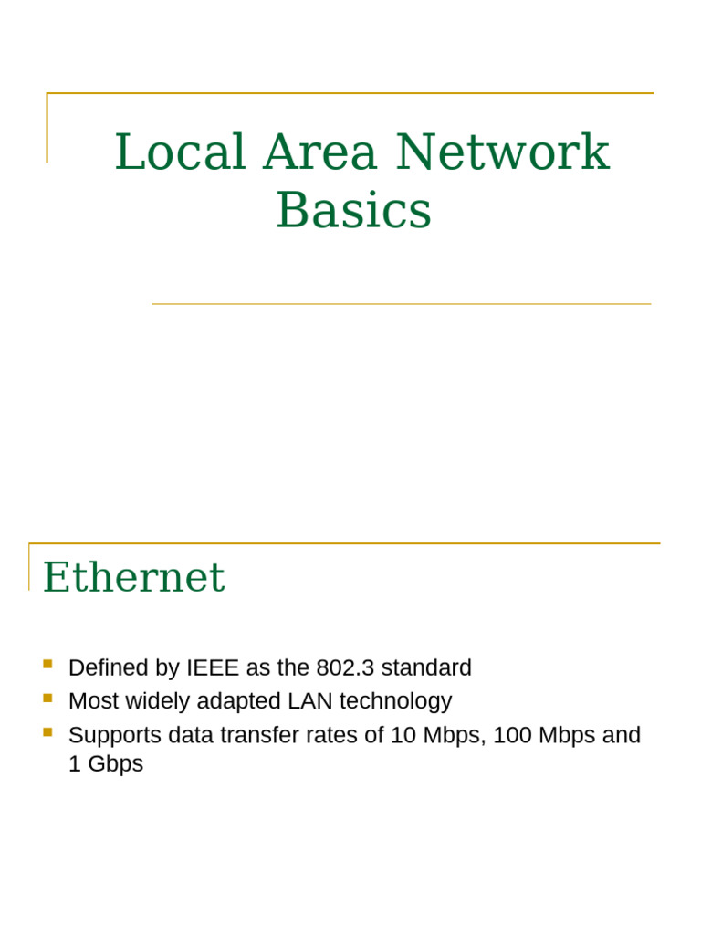 Local Area Network Basics Pdf Ethernet Computer Network