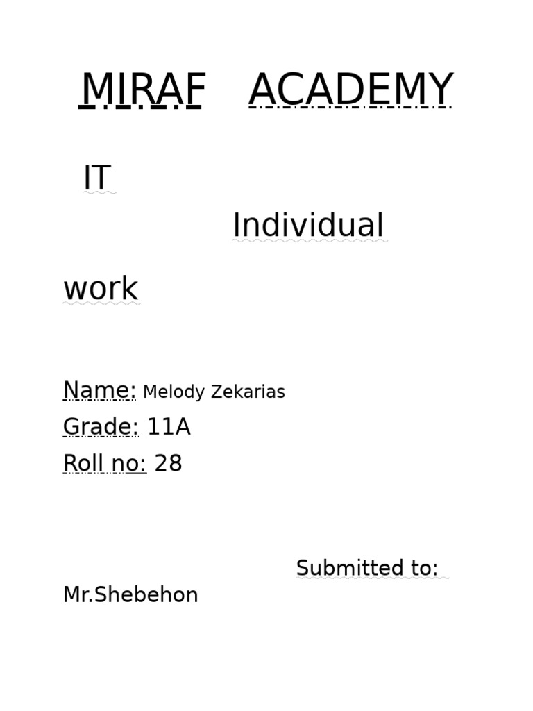 Miraf Academy ICT Cover Page Design | PDF