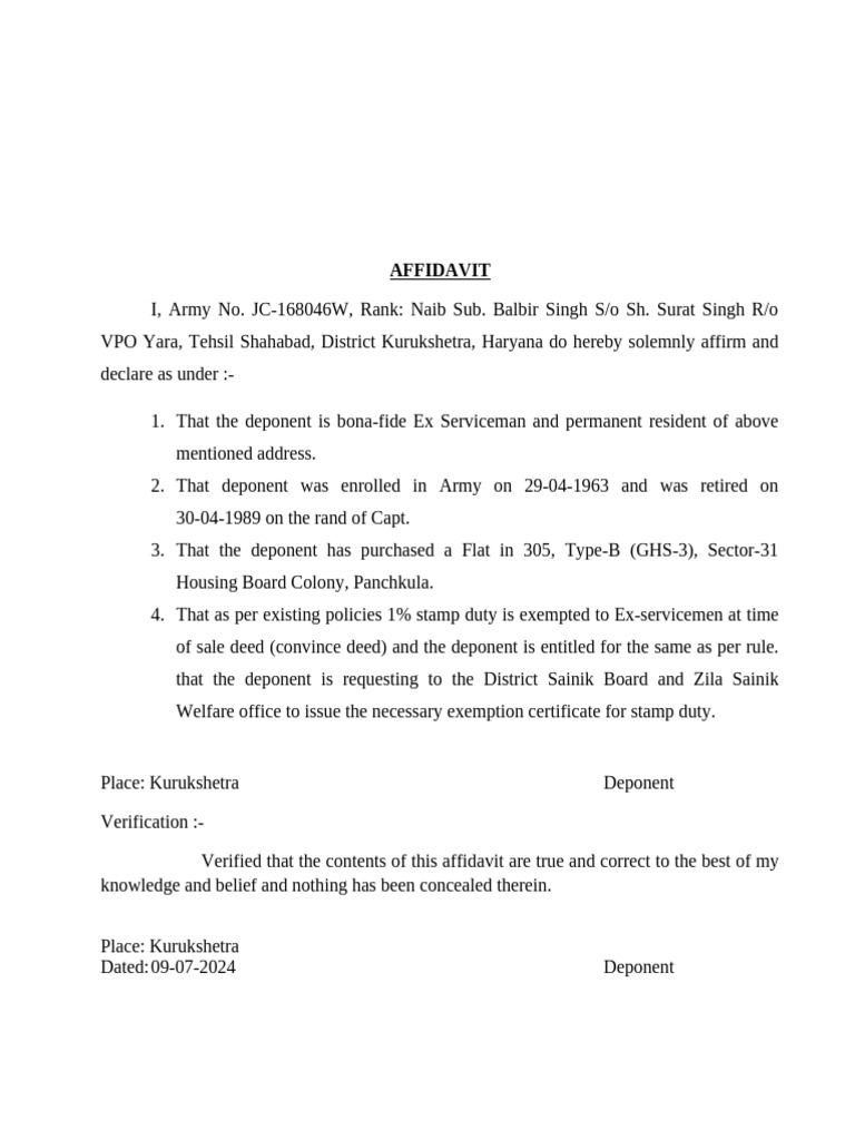 Army Affidavt For Plot | PDF