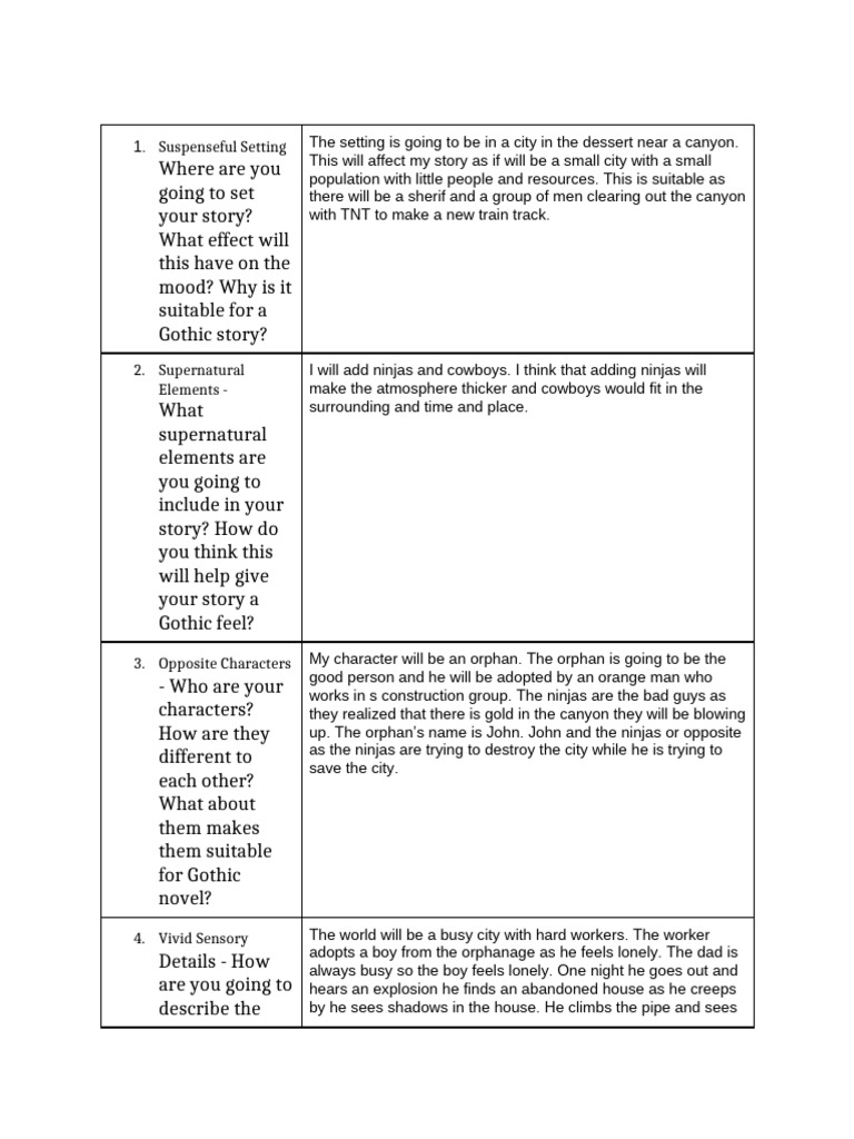 Gothic Story Setting and Elements | PDF