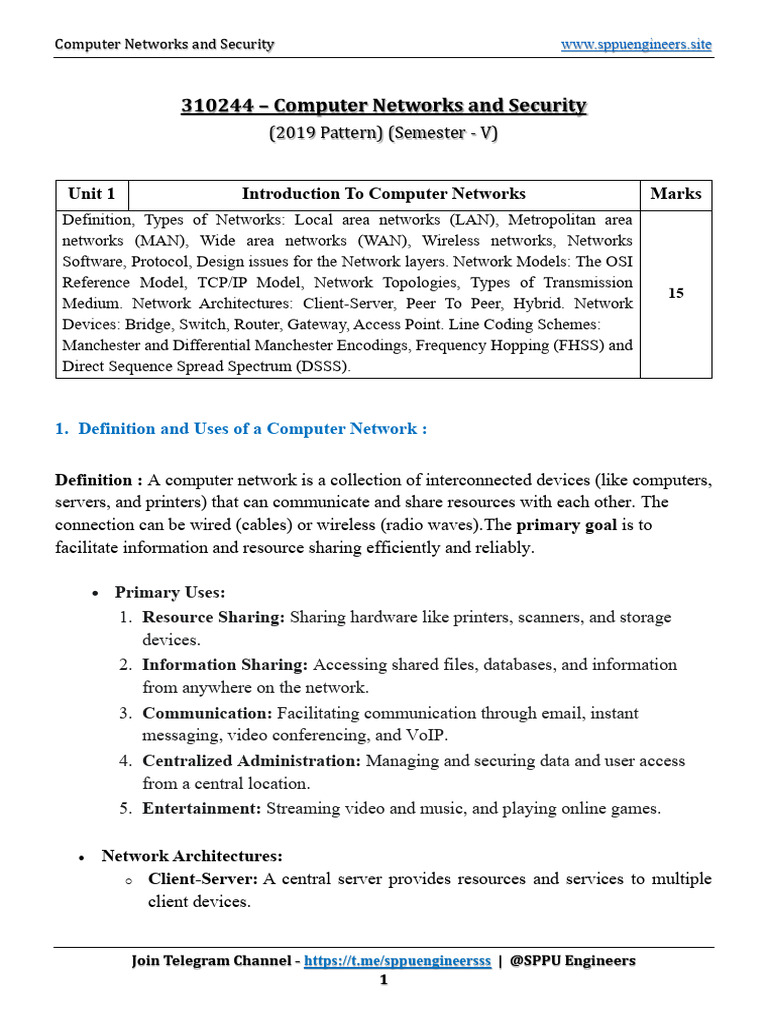 SPPU CNS Notes Overview | PDF | Computer Network | Network Topology