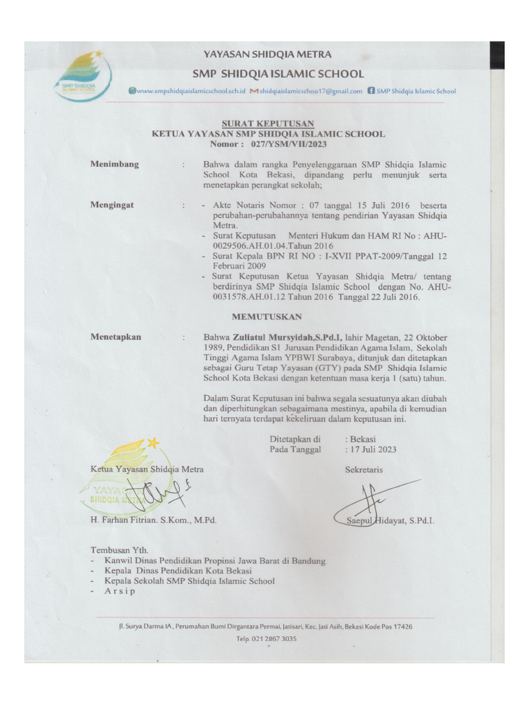SK Dan SKBM Gty 2 Tahun Terakhir | PDF