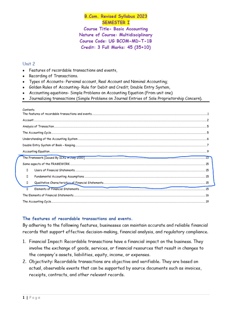 Unit 2_basic Accounting | PDF | Debits And Credits | Expense