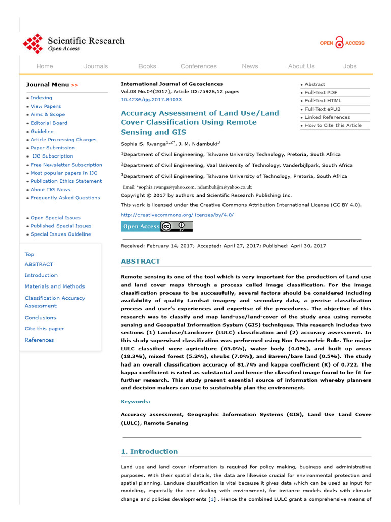 Accuracy Assessment of Land Use - Land Cover Classification Using ...