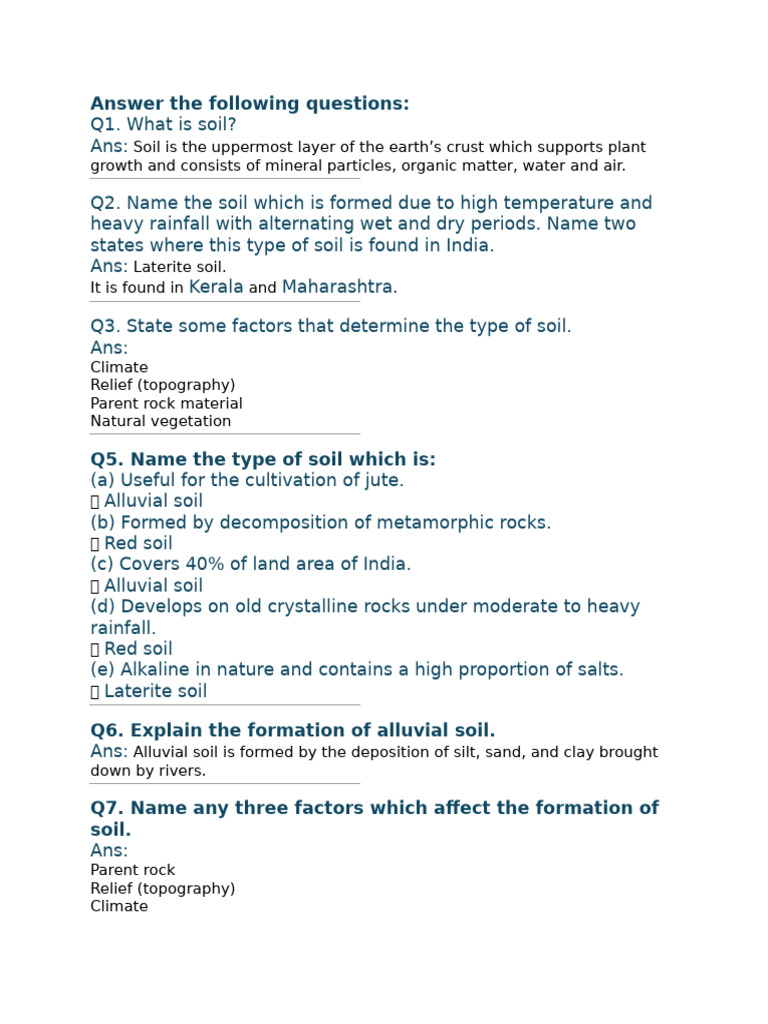 Soil Resources Answer Key | PDF | Soil | Rock (Geology)