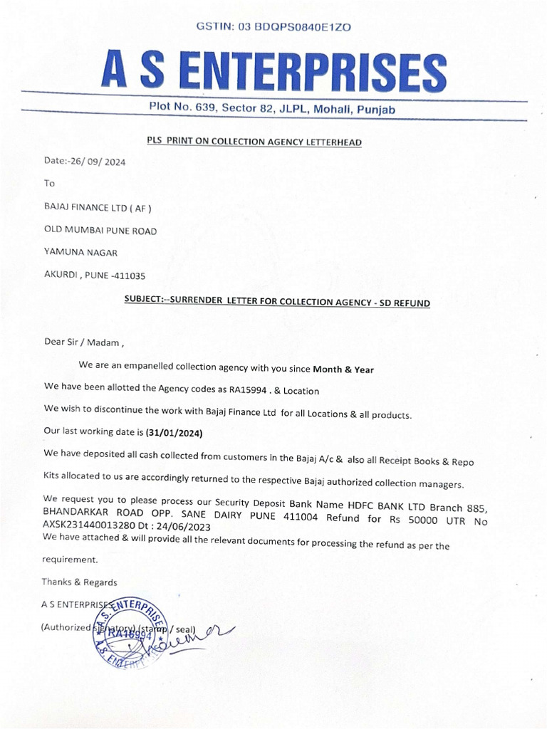 Surrender Letter Compressed | PDF