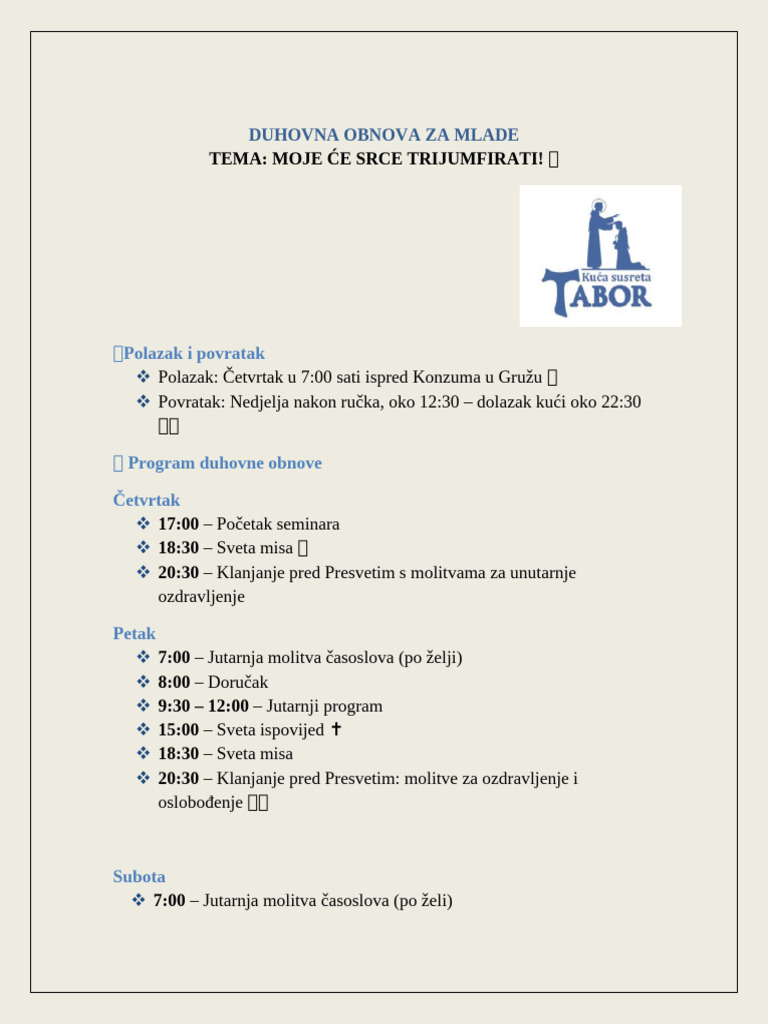 Duhovna Obnova Tabor - Samobor | PDF