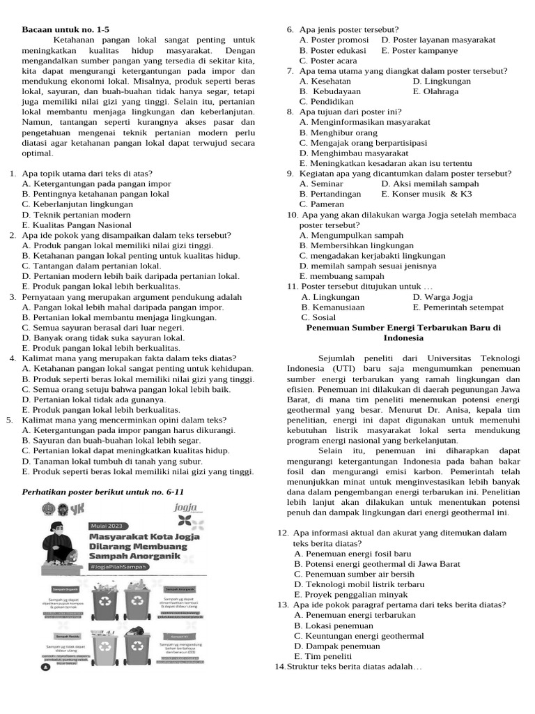 SOAL ASAS BINDO KELAS XI | PDF