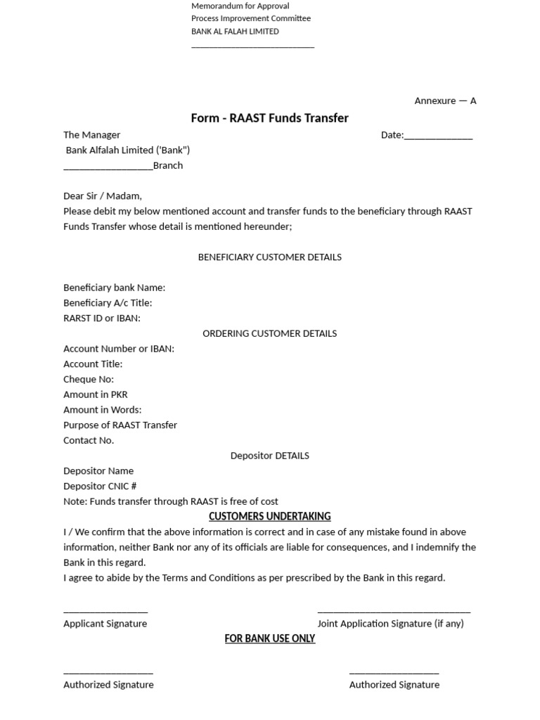 Raast Form | PDF