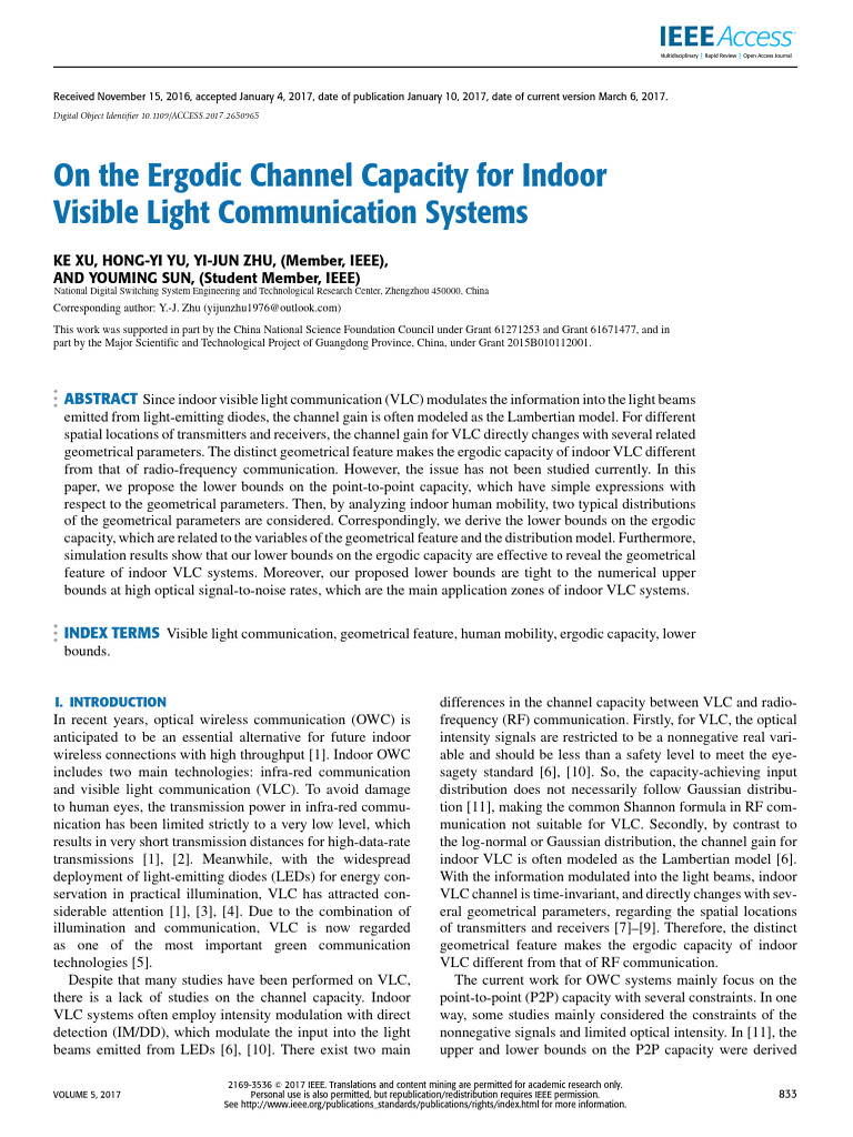 Ergodic Capacity in Indoor VLC Systems | PDF | Mathematics ...