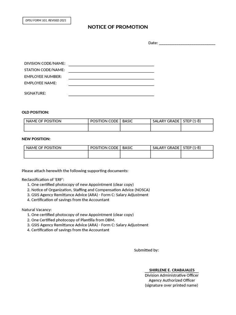Notice of Promotion | PDF