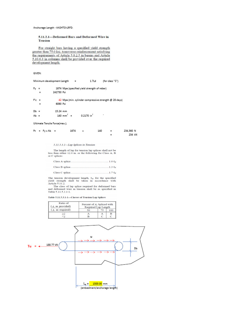 SP2 Br15 5-Span Int Girder MISC Lifting Hook Anchorage Length SHT 1 To ...
