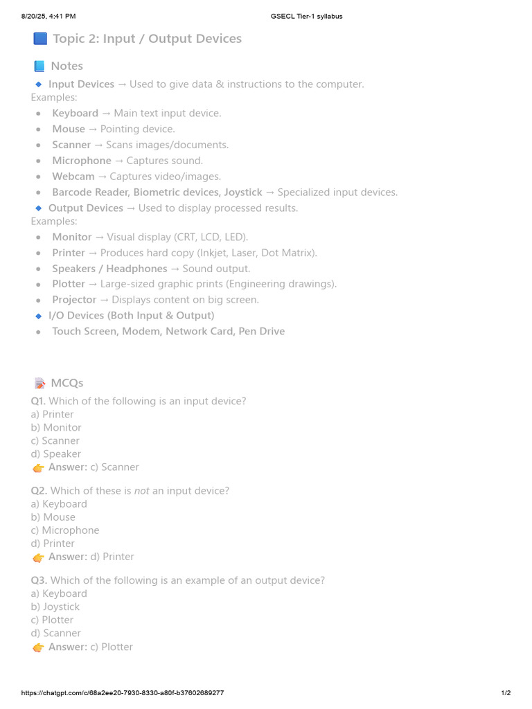 02 - Input and Output Devices | PDF