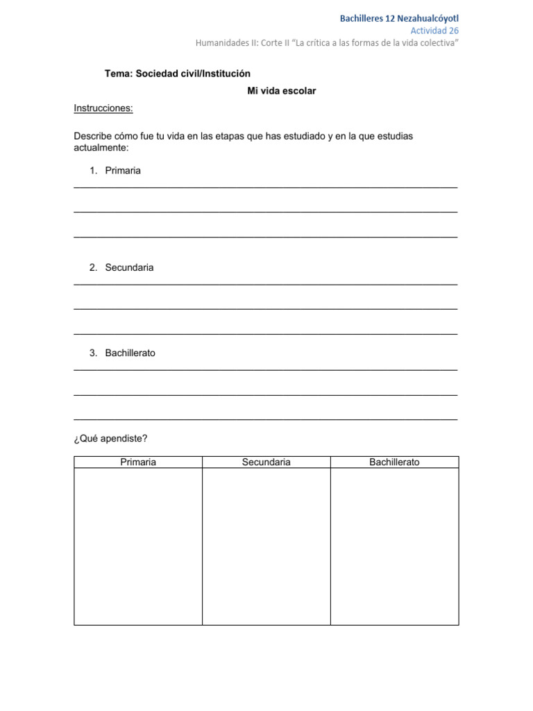 28 Mi Vida Escolar | PDF