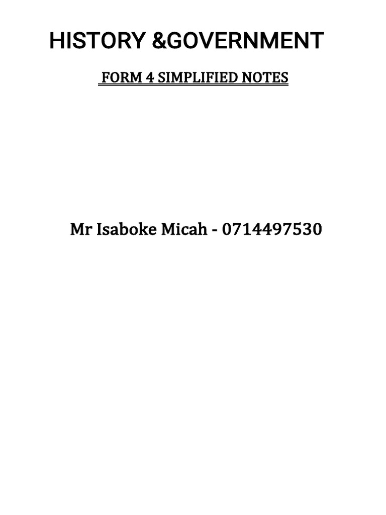 Form 4 History Simplified Notes | PDF