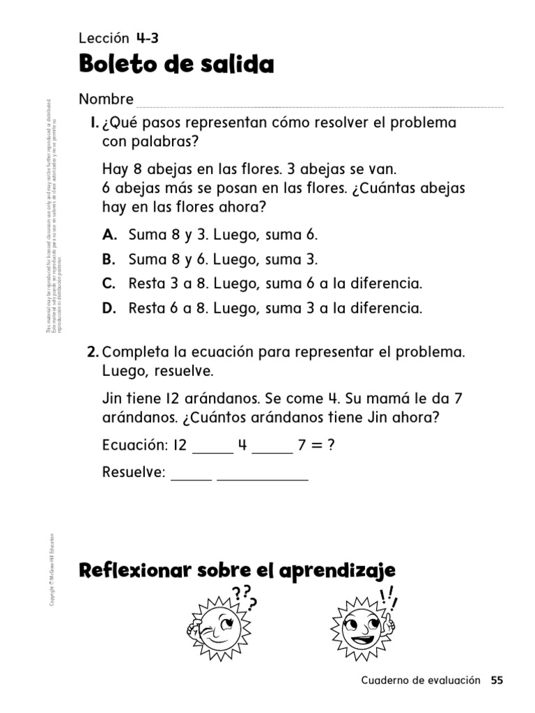2-04-03 Boleto de Salida - Resolver Problemas de Suma y Resta de Dos ...