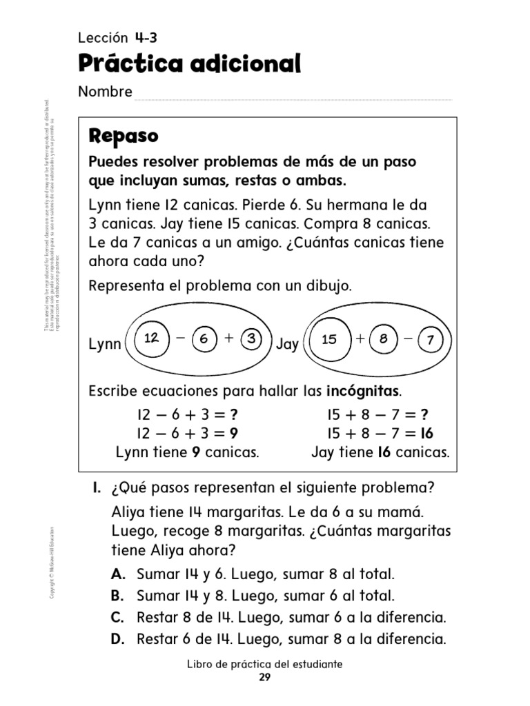 2-04-03 Práctica Adicional - Resolver Problemas de Suma y Resta de Dos ...
