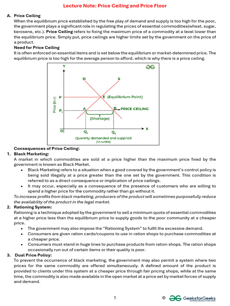 Lecture Note Price Ceiling Floor | PDF | Prices | Economic Equilibrium