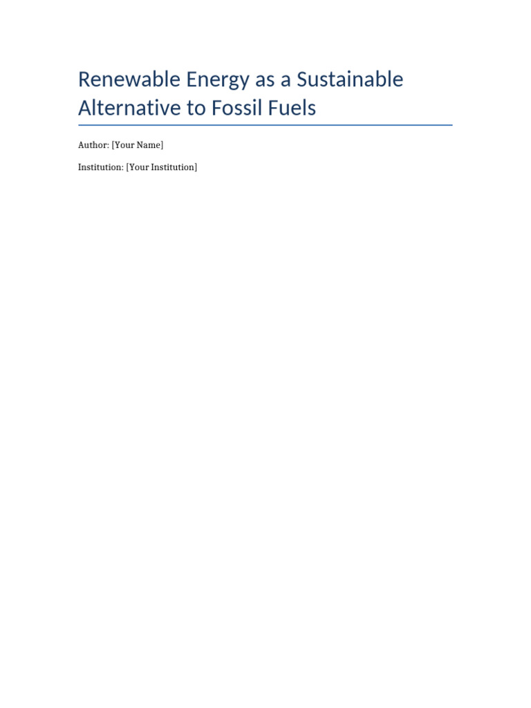 Renewable Energy Alternatives | PDF