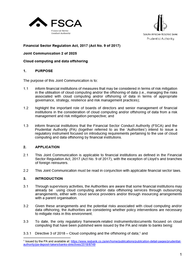 Joint Communication 2 of 2025 - Cloud Computing and Offshoring of Data ...