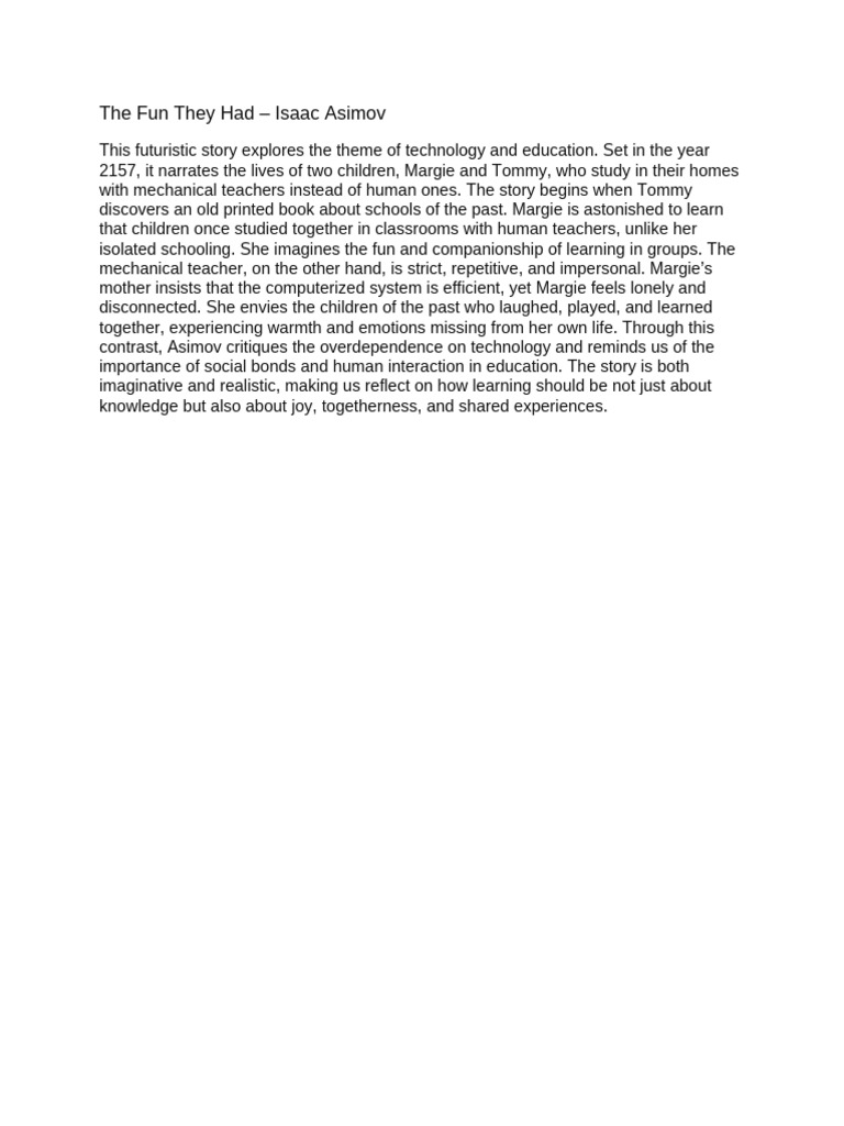 The Fun They Had – Isaac Asimov | PDF