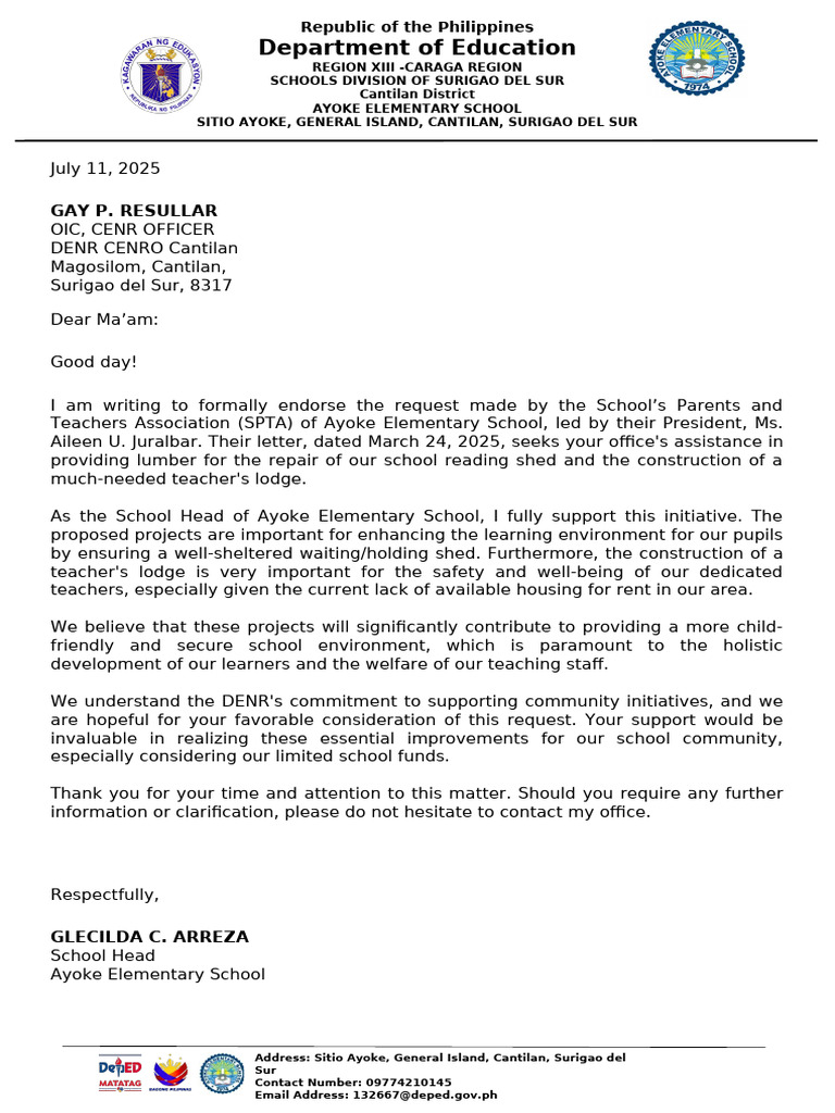 Endorsement Letter To Denr | PDF