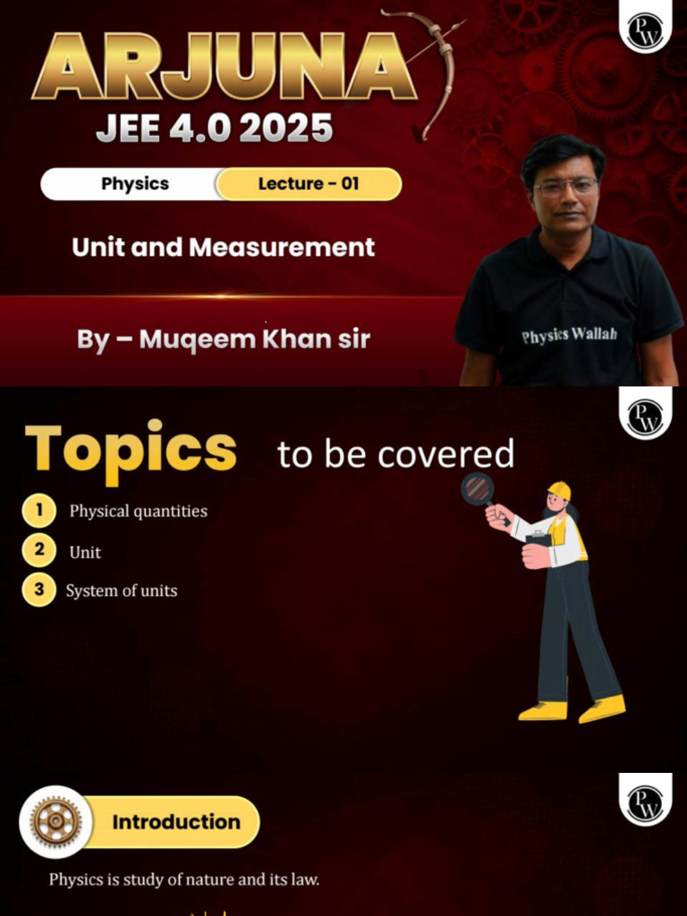 Units and Measurements 01 _ Class Notes __ Arjuna JEE 4.0 2025 | PDF
