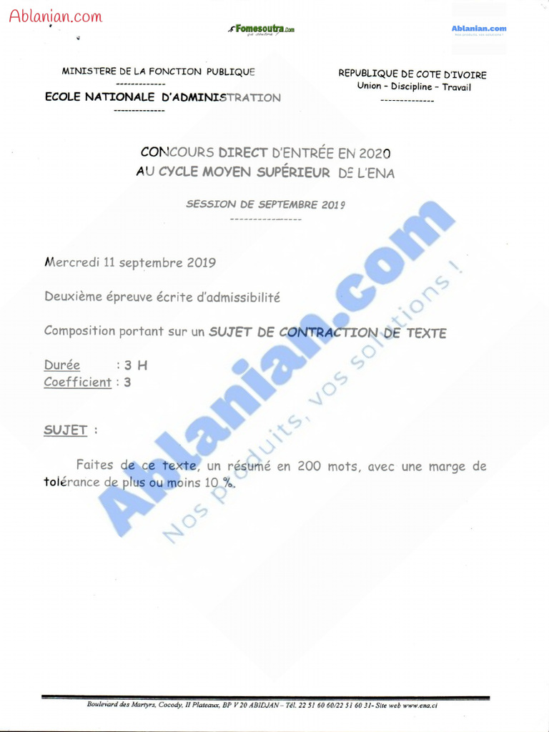 Ena Sujet Cycle Moyen Superieujr de - Contraction - de - Texte 2019 2nd Tour by Tehua | PDF