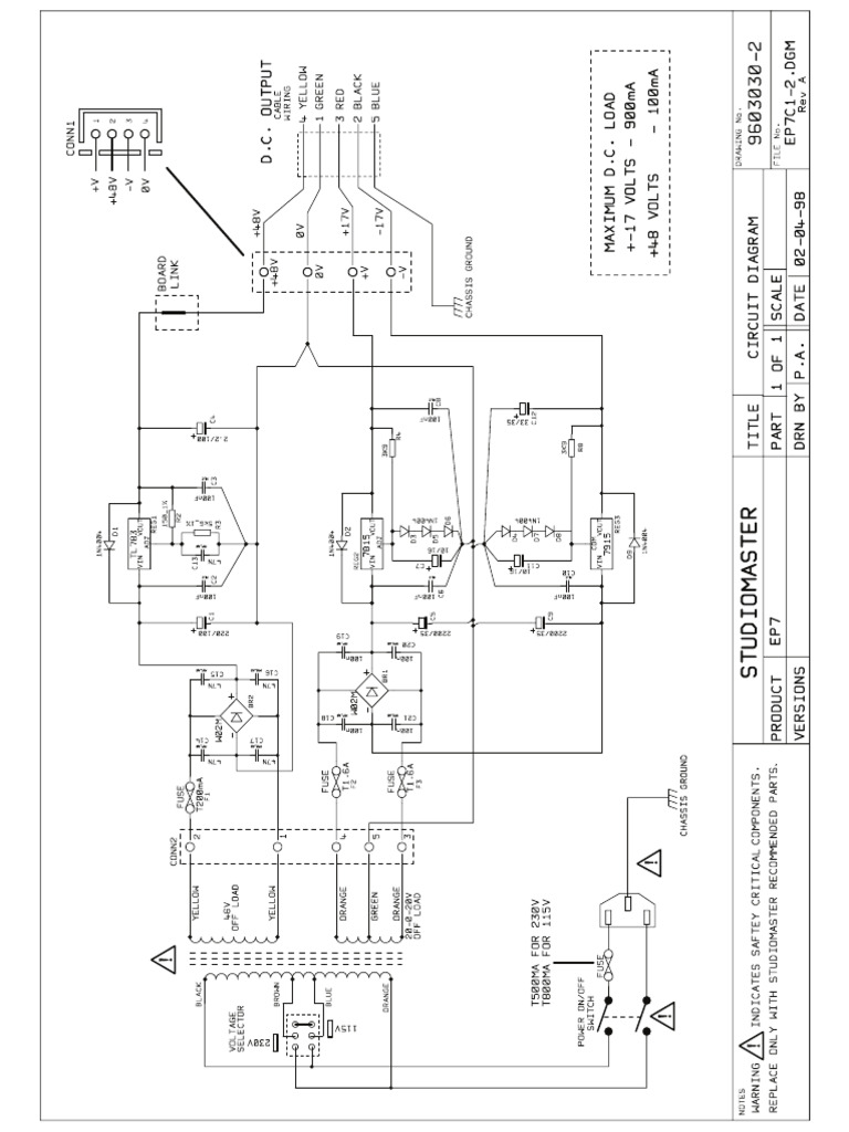 StudioMaster Trilogy 206 Mixer Power Supply EP7 Schematic | PDF