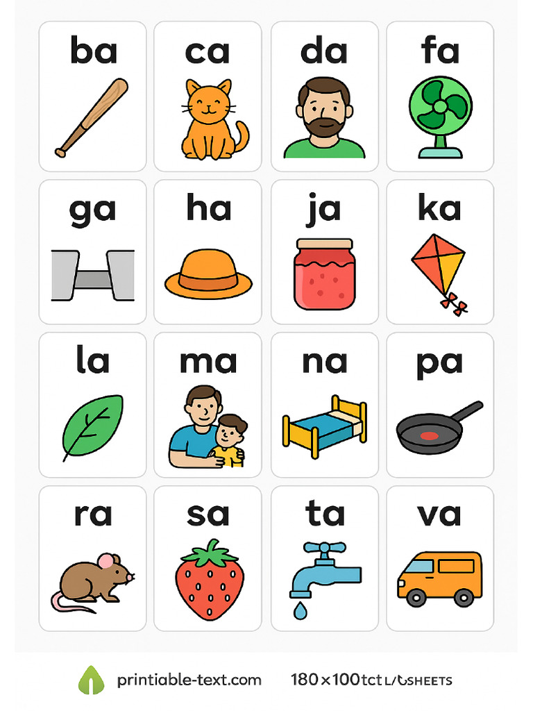 Consonant Vowel Combo Flashcards | PDF
