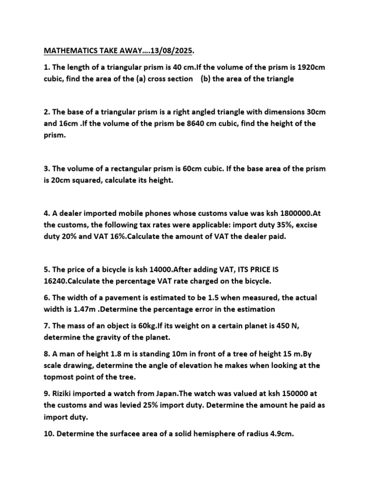 Mathematics Take Away | PDF