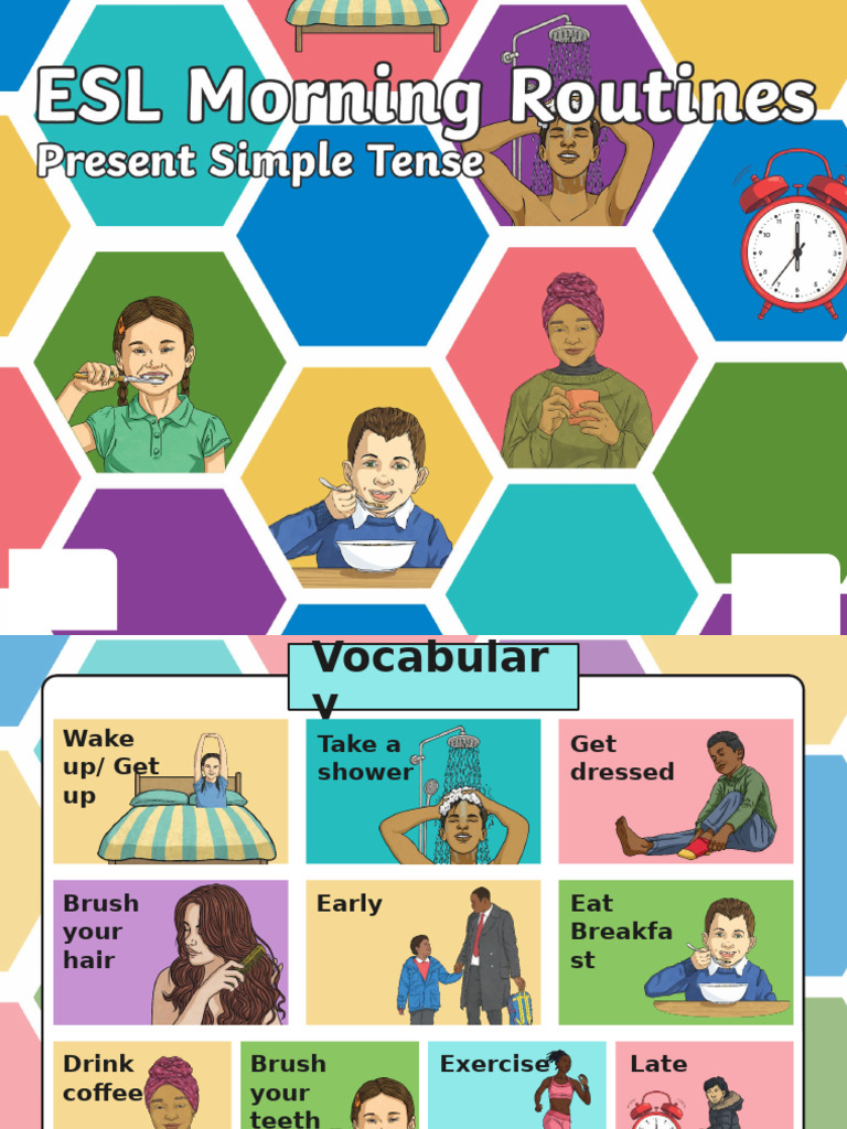 Morning Routines Present Simple Lesson Powerpoint Ver 1 | PDF