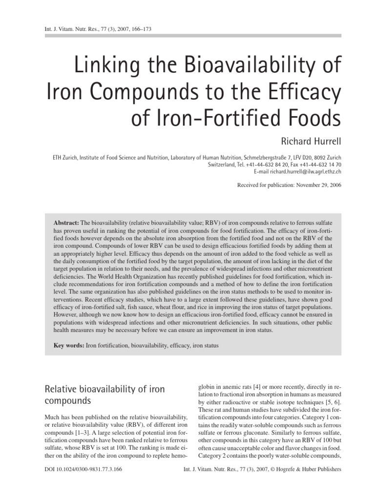 Linking The Bioavailability of | PDF | Iron | Magnesium