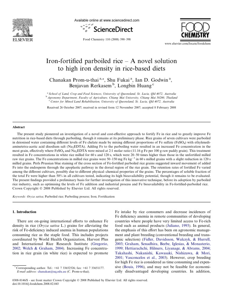 Iron-Fortified Parboiled Rice Study | PDF | Rice | Iron