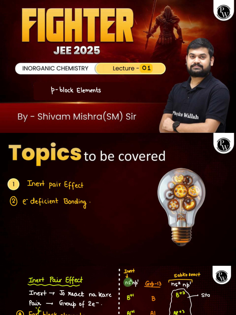 P-Block Elements (Group 13 and 14) 01 - Class Notes - Fighter JEE 2025 ...