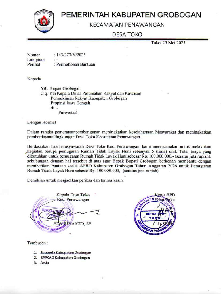 Permohonan RTLH | PDF