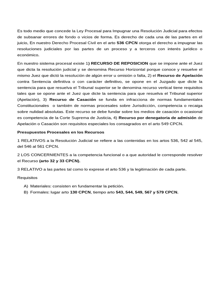 Recursos para Impugnar Resoluciones Judiciales | PDF