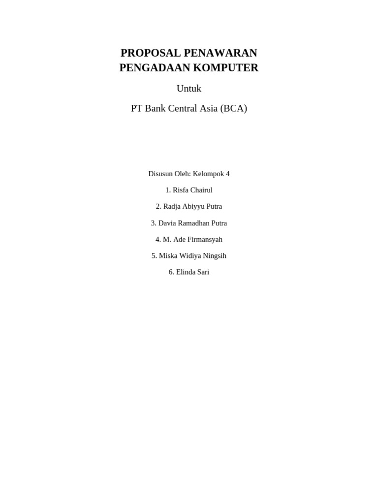 Proposal Pengadaan Komputer BCA 2023 | PDF