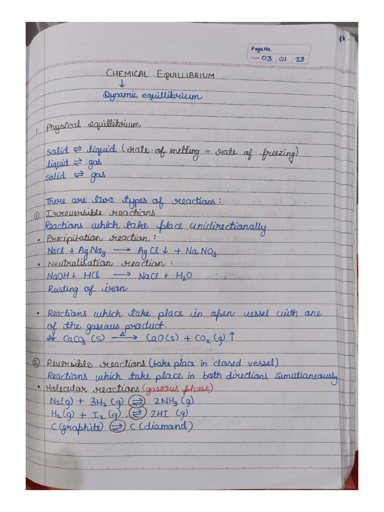Chemical Equilibrium Notes! | PDF